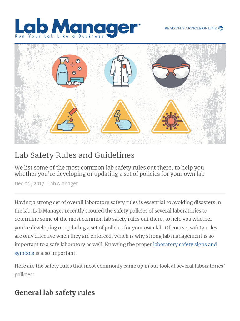 Essential Lab Safety Rules Guide | PDF | Laboratories | Safety