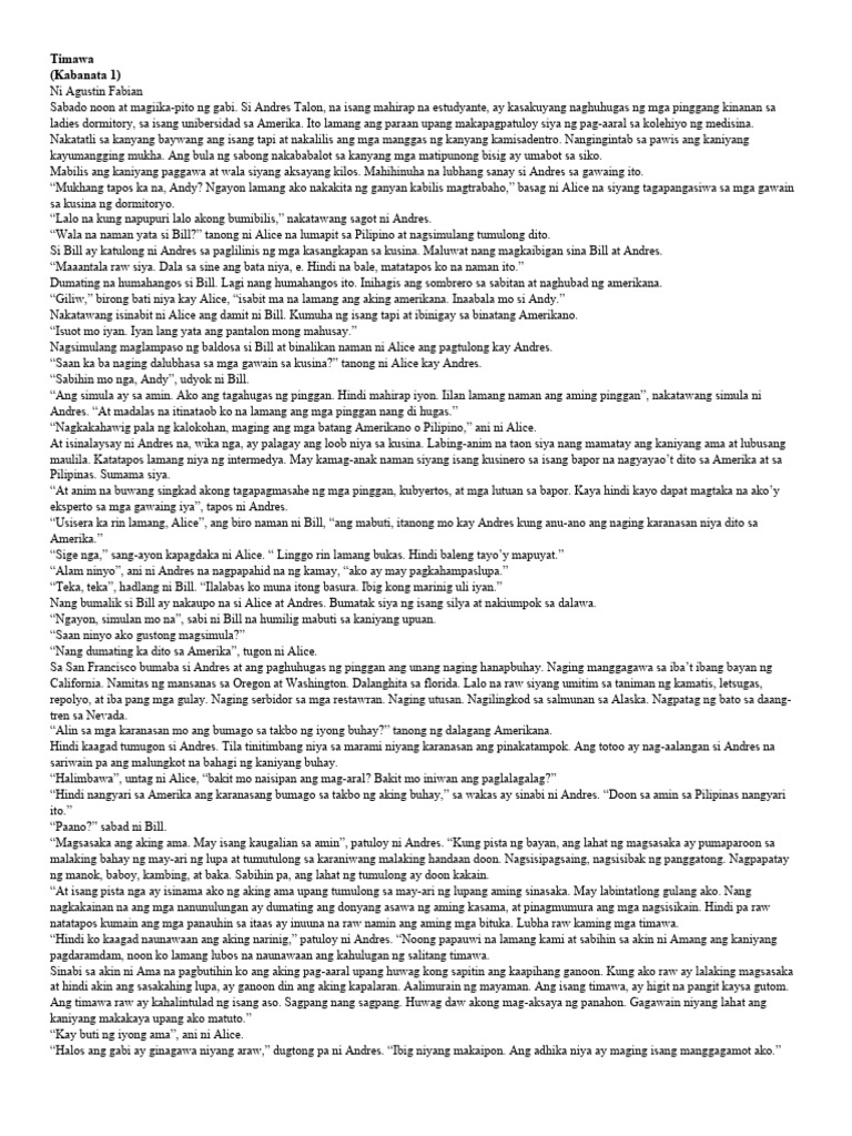 Timawa - Isang Nobela | PDF