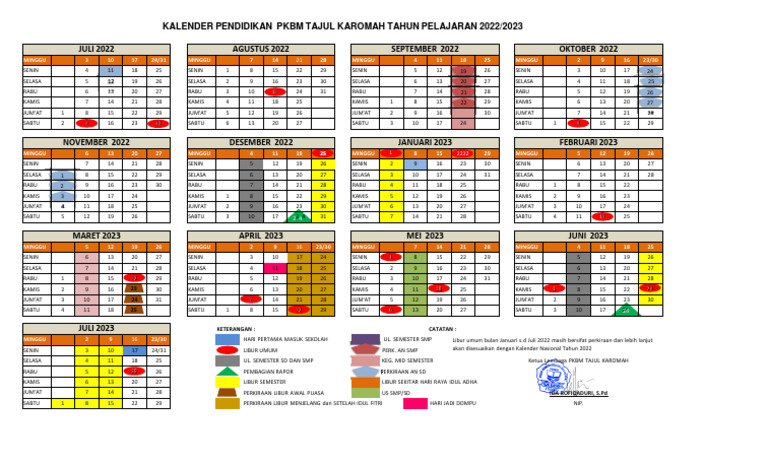 Kalender Pendidikan PKBM Tajul Karomah | PDF