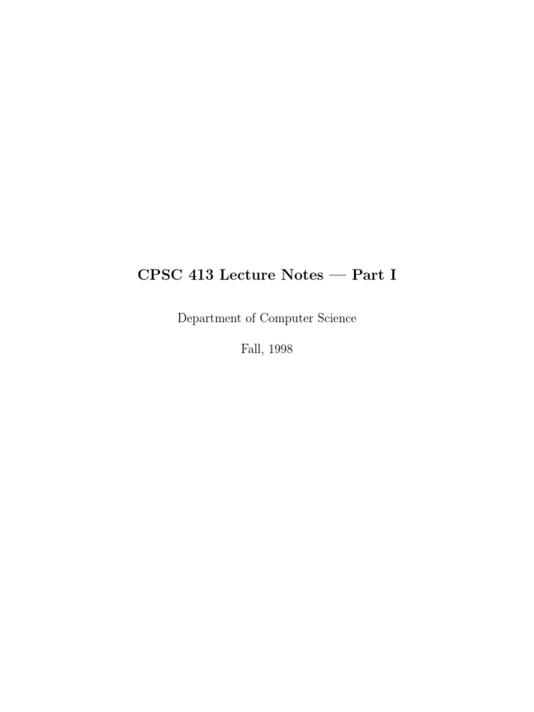 Cpsc 413 Lecture Notes Part I Department Of Computer Science Pdf Computational Complexity