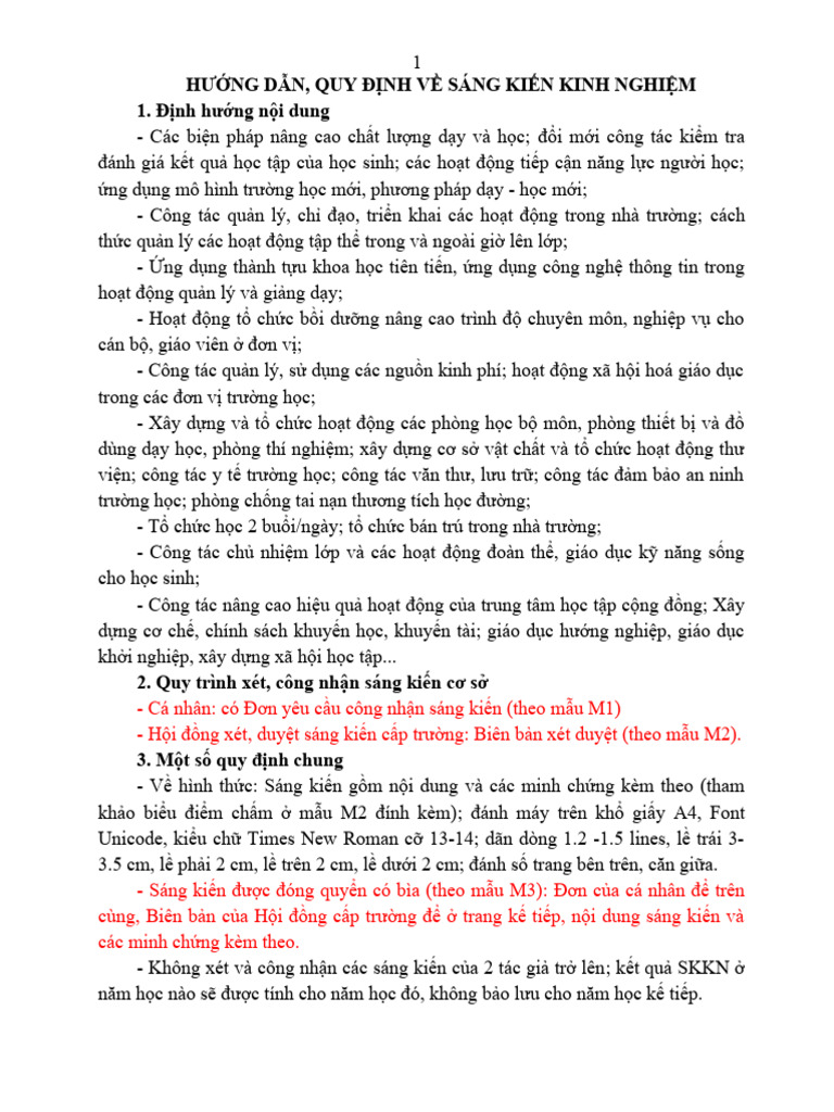 Hướng dẫn trình bày thể thức SKKN | PDF