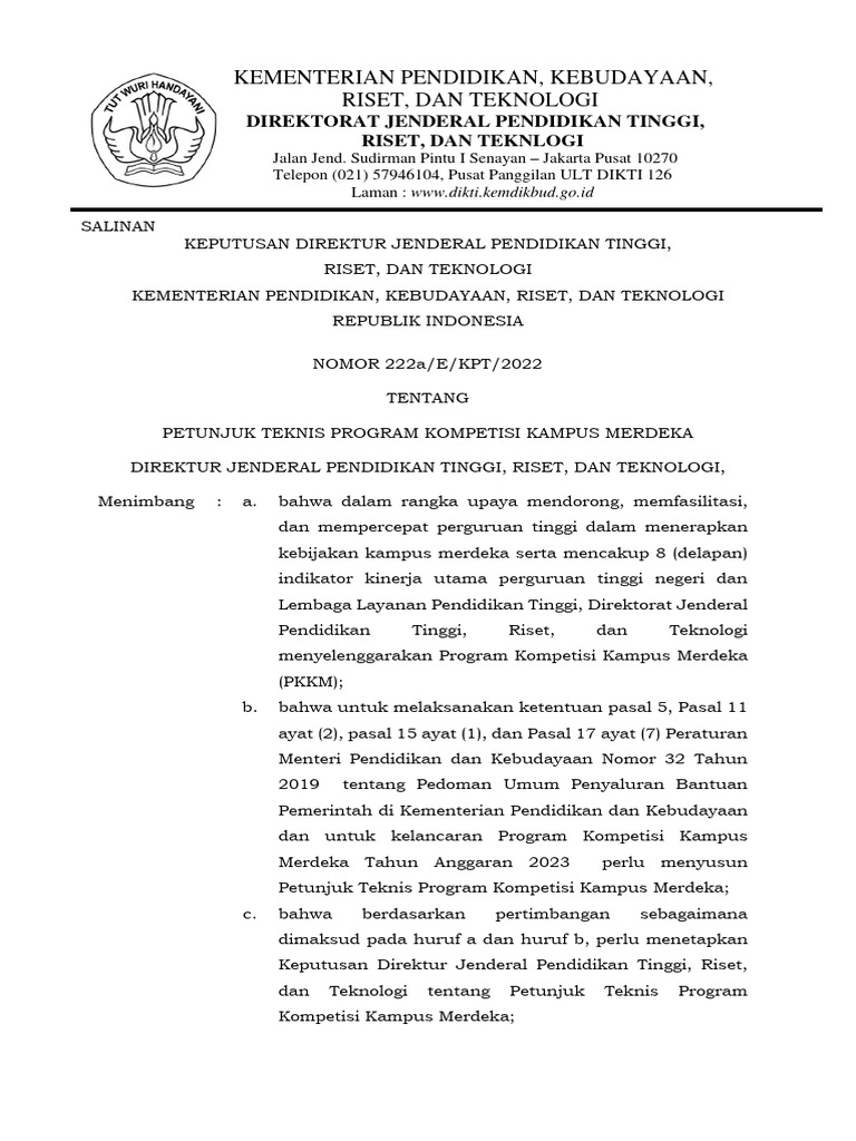 Salinan 222a - E - KPT - 2022 JUKNIS PKKM | PDF