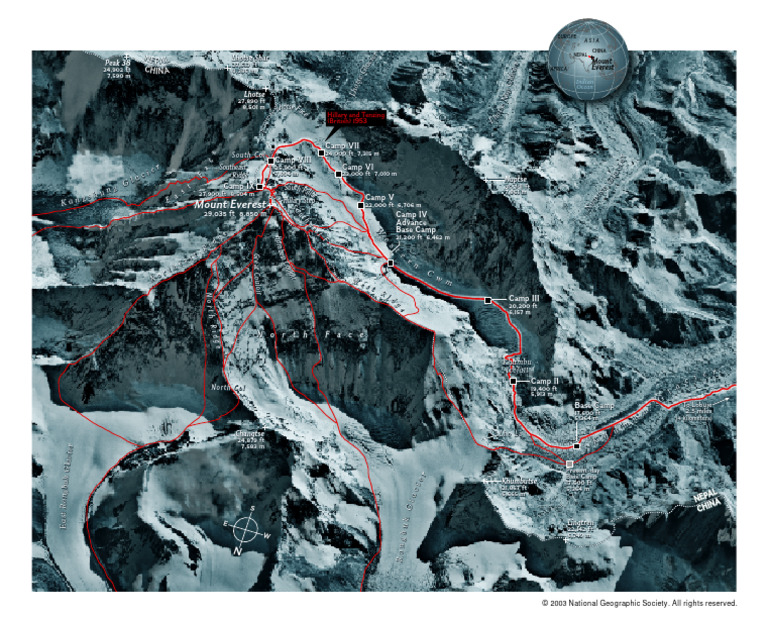 Mount Everest Map | PDF | Mount Everest | Mountains