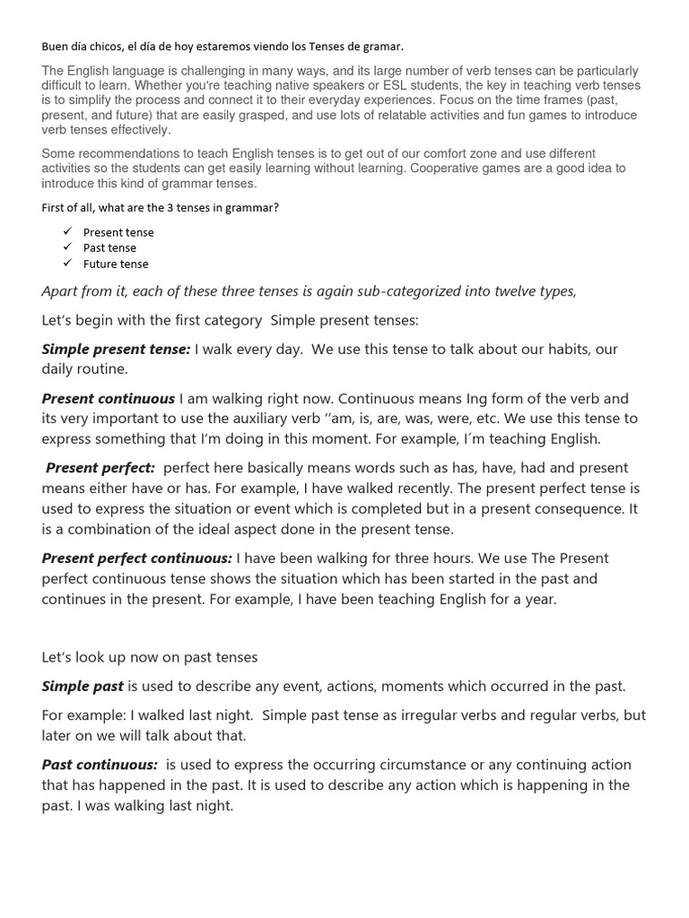 Teaching Grammar Tenses | PDF | Grammatical Tense | Language Mechanics