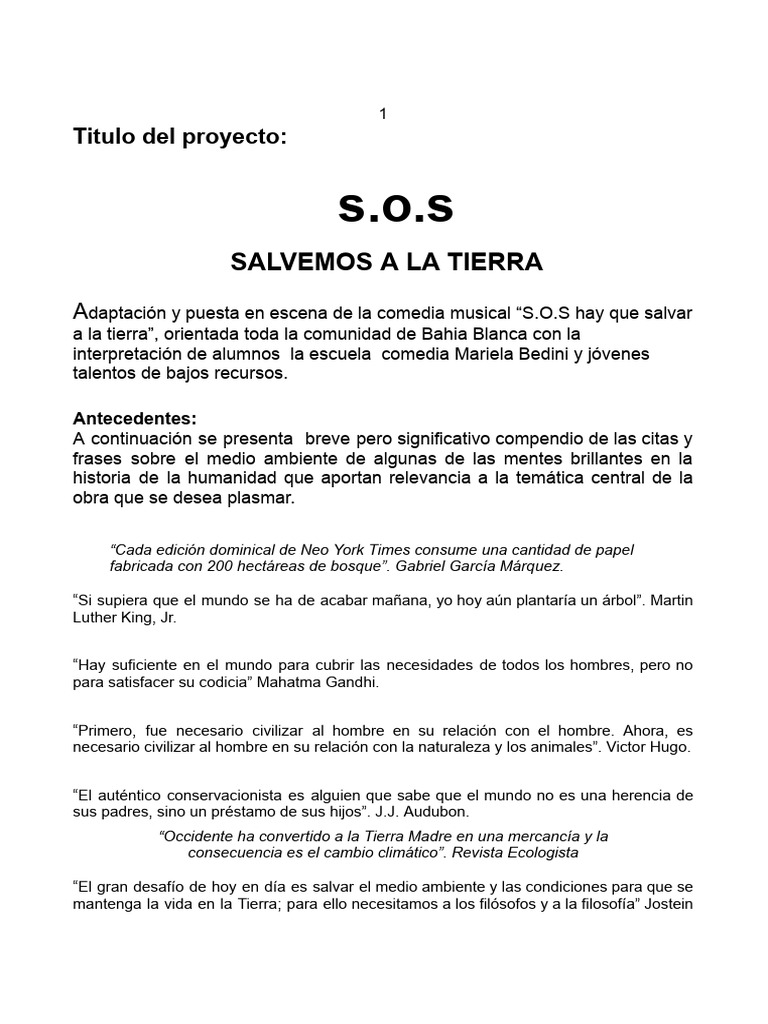 Proyecto S.O.S | PDF | Ciencias de la Tierra