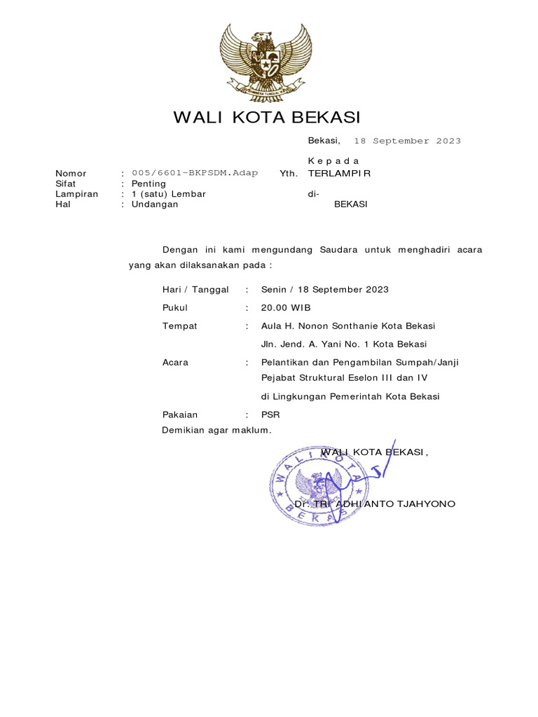 Undangan Peserta Terlampir | PDF