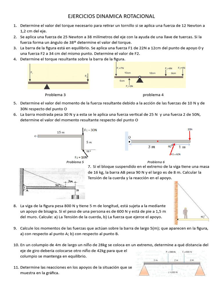 Problemas de Torque y Equilibrio | PDF