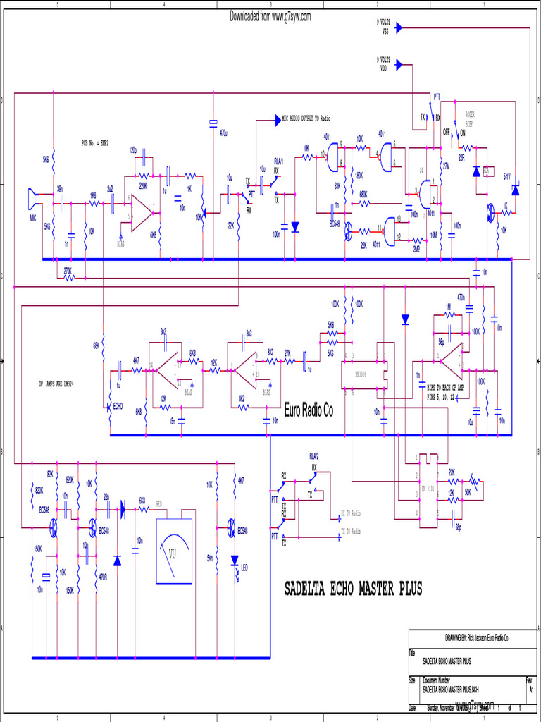Sadelta Echo Master Plus Schematic | PDF | Electronics | Electrical Engineering