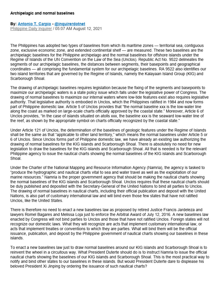 Archipelagic Baselines | PDF | Territorial Waters | United Nations ...