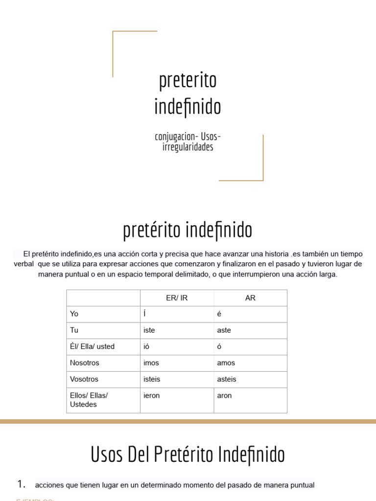 Preterito Indefinido Resumen | PDF | Verbo | Lingüística