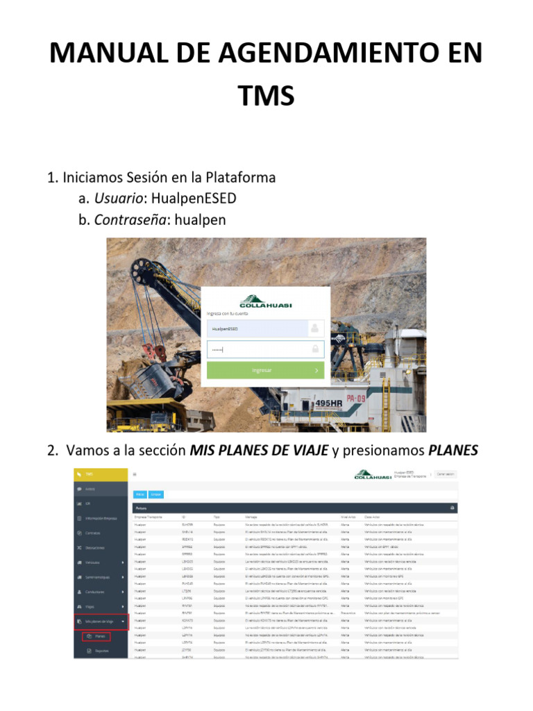 Manual de Agendamiento en TMS | PDF