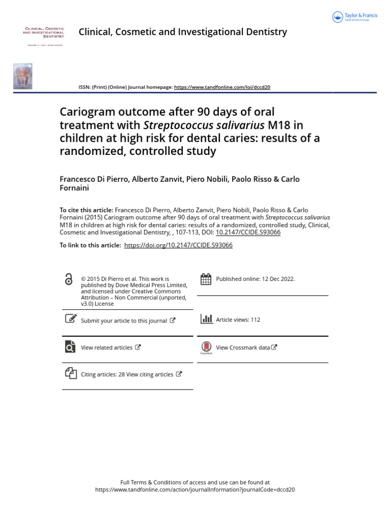 Cariogram Outcome After 90 Days of Oral Treatment With Streptococcus ...