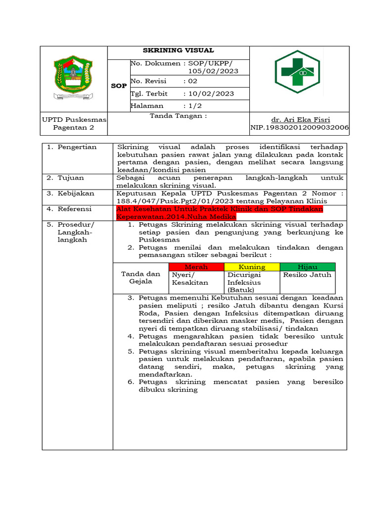 4. SOP SKRINING VISUAL REVISI (1) | PDF
