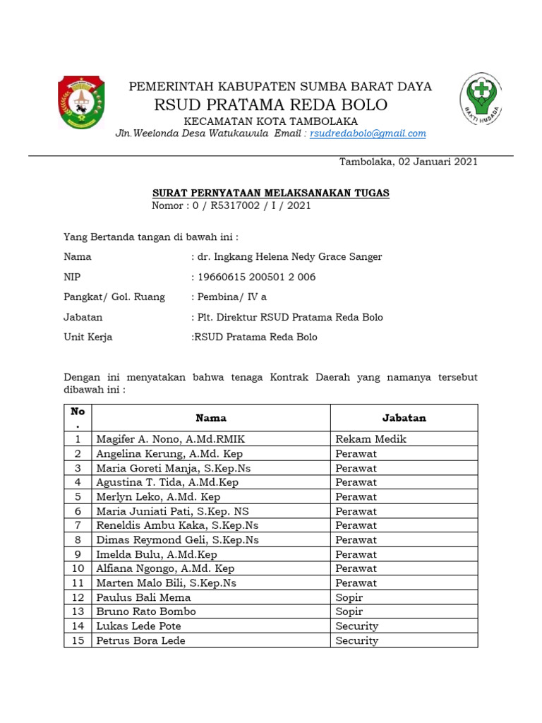 SPMT Tenaga Kontrak Tahun 2021 Januari | PDF