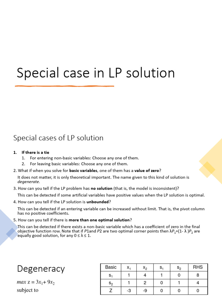 5 LP - Special Case in LP Solution | PDF | Mathematical Optimization | Mathematical Concepts