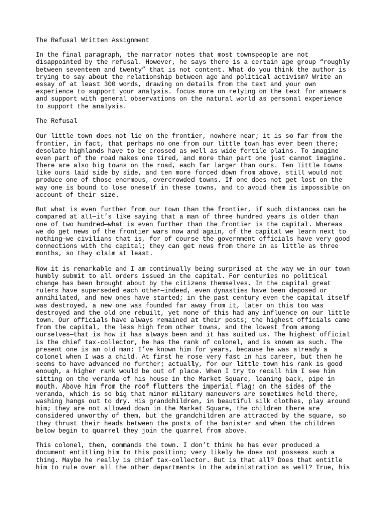 Age and Political Activism in Kafka's Refusal | PDF