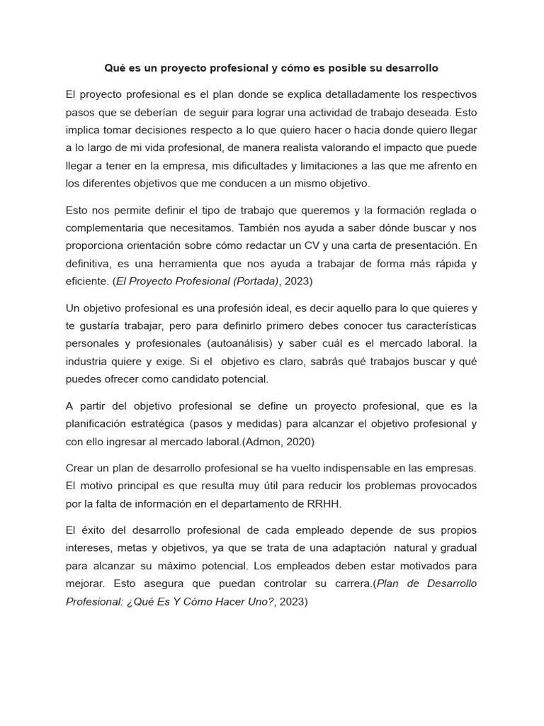 Proyecto Profesional: Definición y Desarrollo | PDF | Gestión de ...