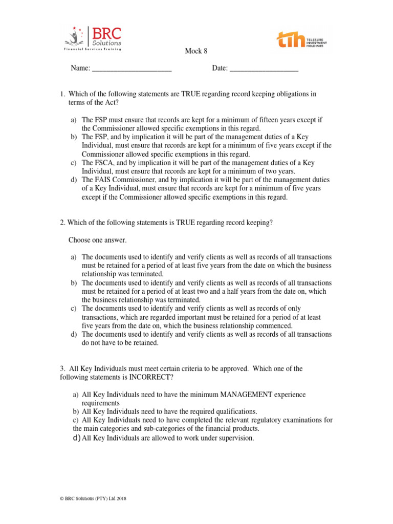 Telesure Mock 8 | PDF | Regulatory Compliance | License