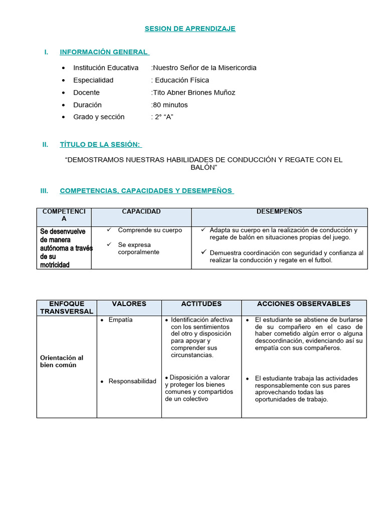 Sesion Misericordia | PDF | Evaluación | Aprendizaje