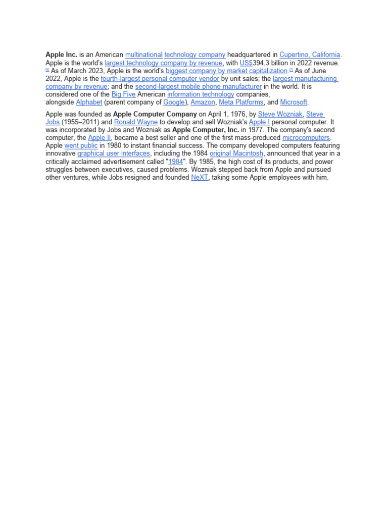 Apple Inc. Is An American | PDF
