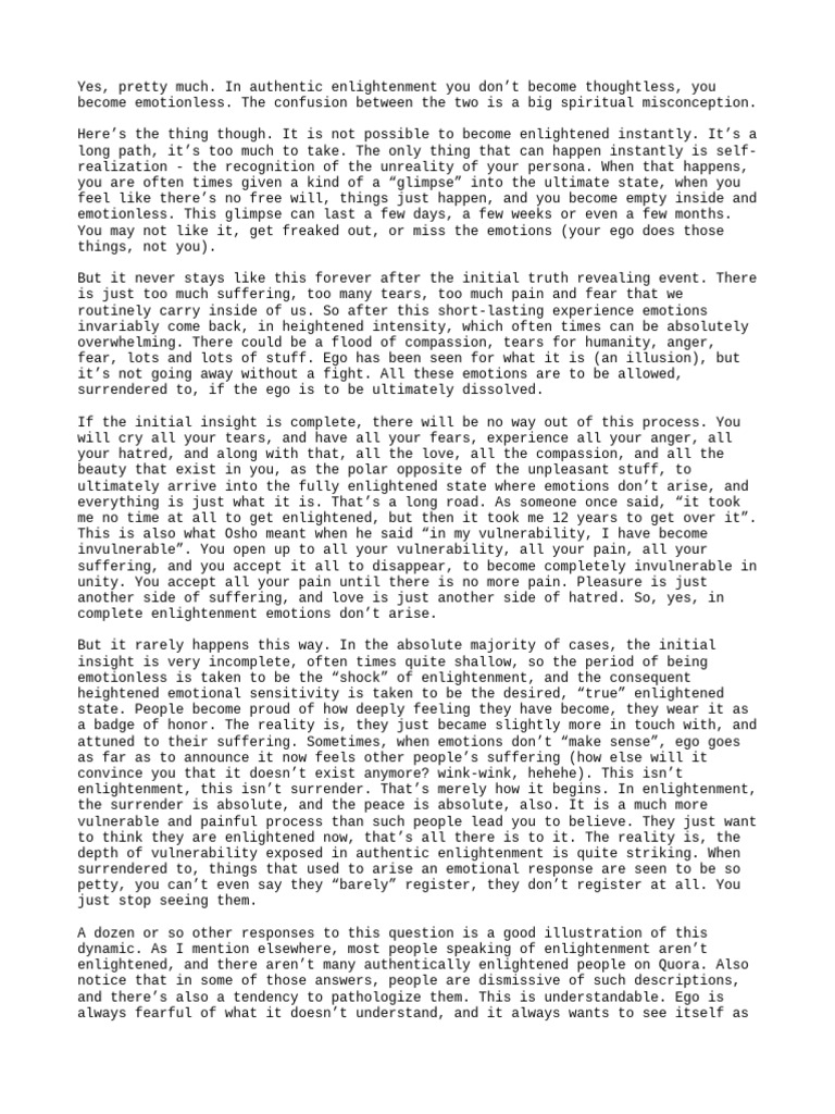 Enlightenment and Emotionlessness | PDF | Suffering | Vulnerability