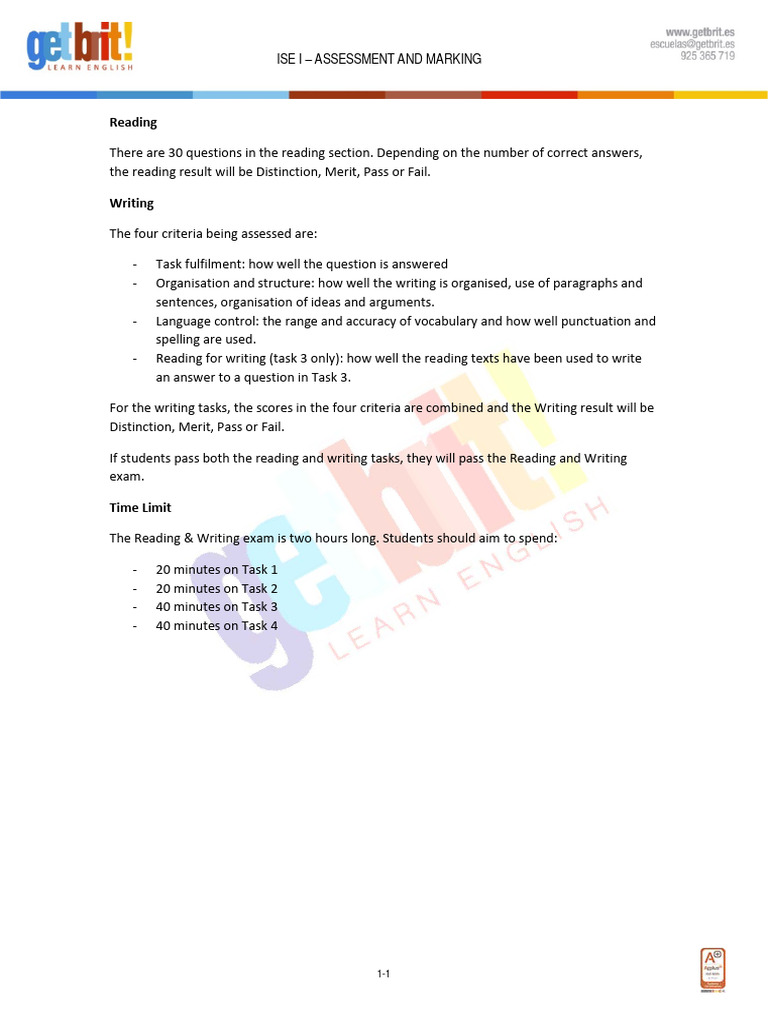 Ise I Exam - Assessment and Marking | PDF