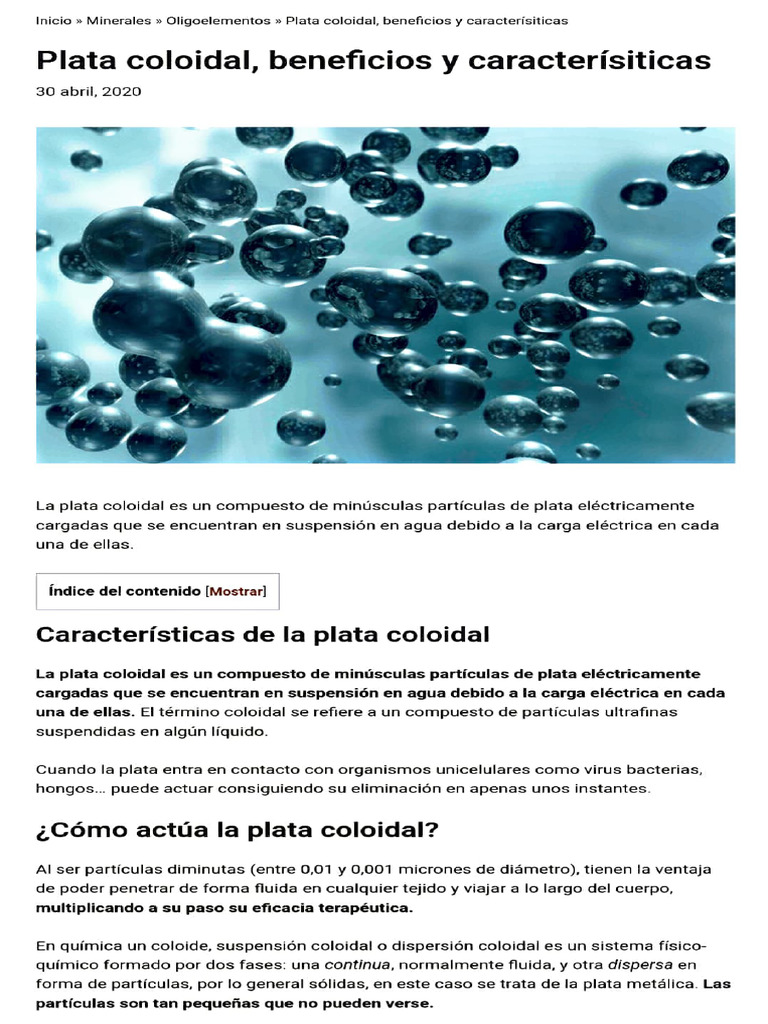 Información de la Plata Coloidal | PDF | Plata | Coloide