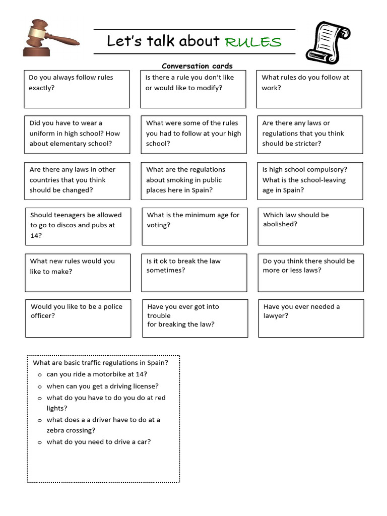 Rule Talk: Conversation Starters | PDF
