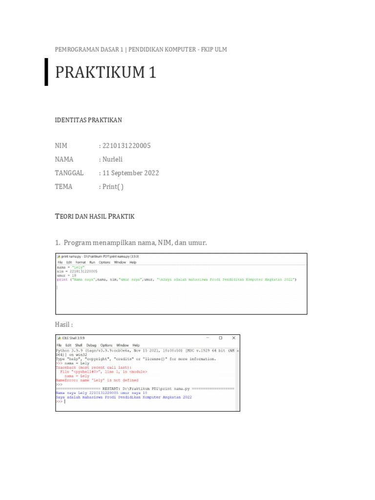 Laporan - Praktikum - Introduction To Python | PDF | Seni