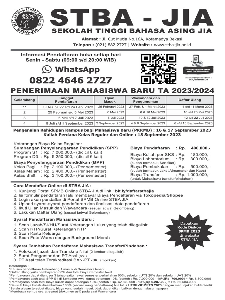 Biaya STBA JIA 2023 | PDF