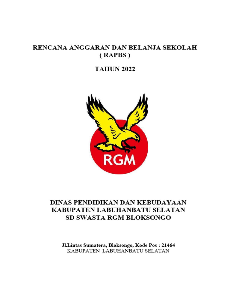 Rencana Anggaran Dan Belanja Sekolah (Rapbs) Tahun 2022 | PDF