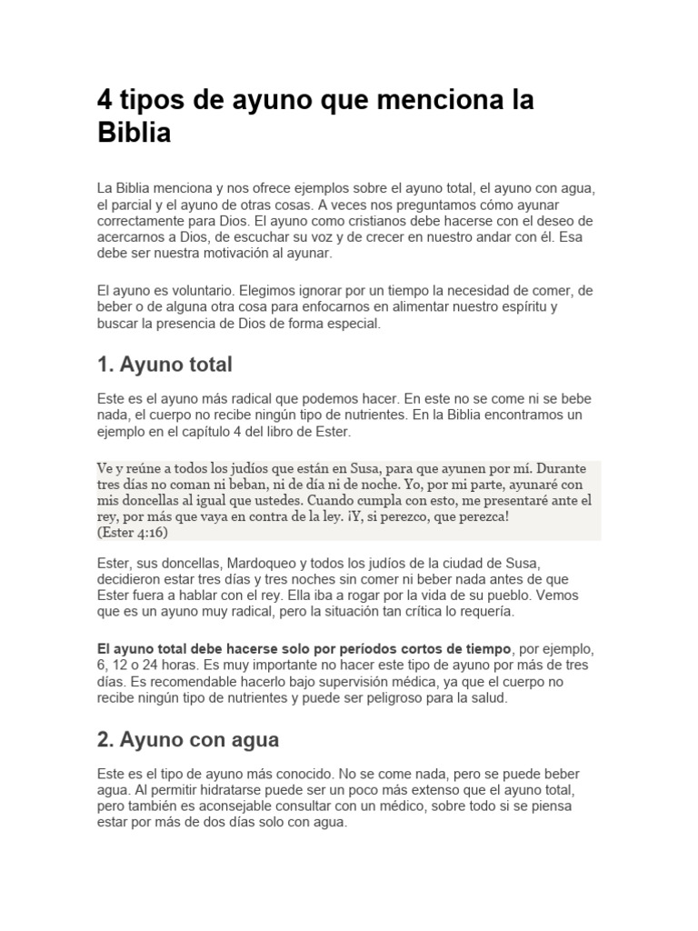 Tipos de Ayuno según la Biblia | PDF | Esther | Daniel (figura bíblica)