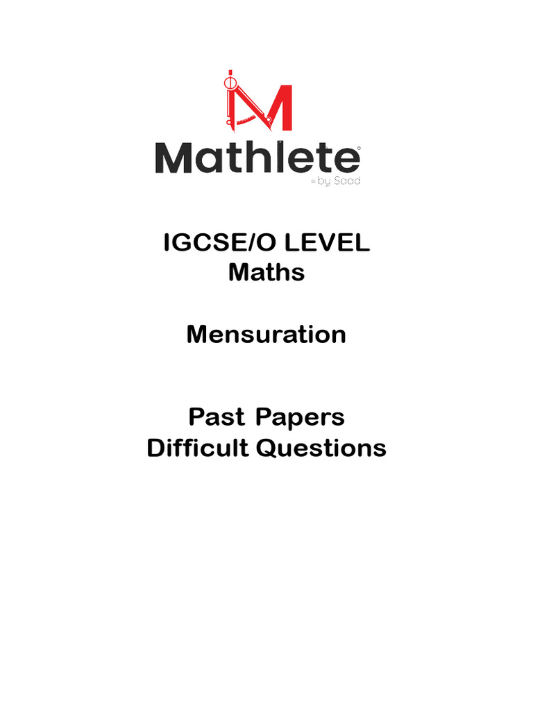 Mensuration (Unsolved) | Download Free PDF | Sphere | Area
