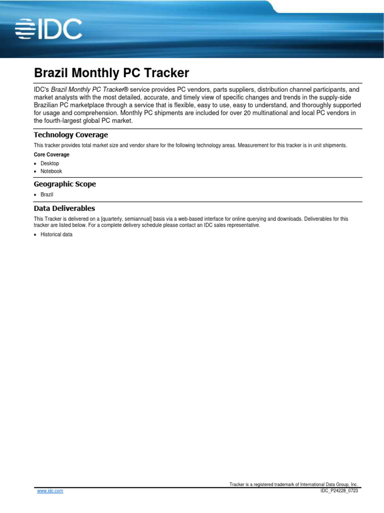 IDC Brazil Monthly PC Tracker template | PDF