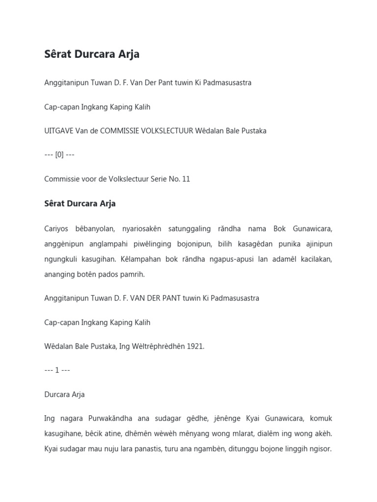 Sêrat Durcara Arja | PDF