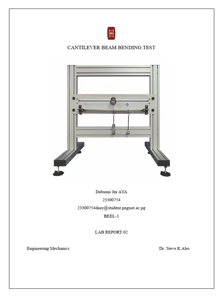 CANTILEVER BEAM BENDING TEST | PDF | Young's Modulus | Beam (Structure)