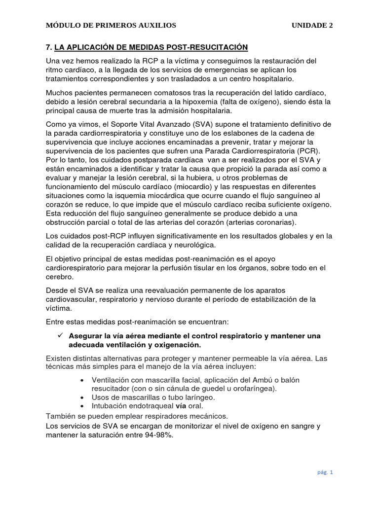 Cuidados Post-RCP y Ética en Emergencias | PDF | Paro cardíaco ...