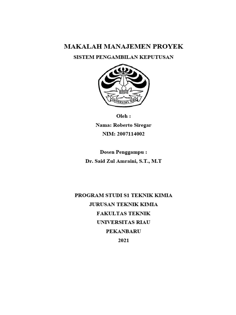 Makalah Sistem Pengambilan Keputusan | PDF Makalah Sistem Pengambilan Keputusan | PDF