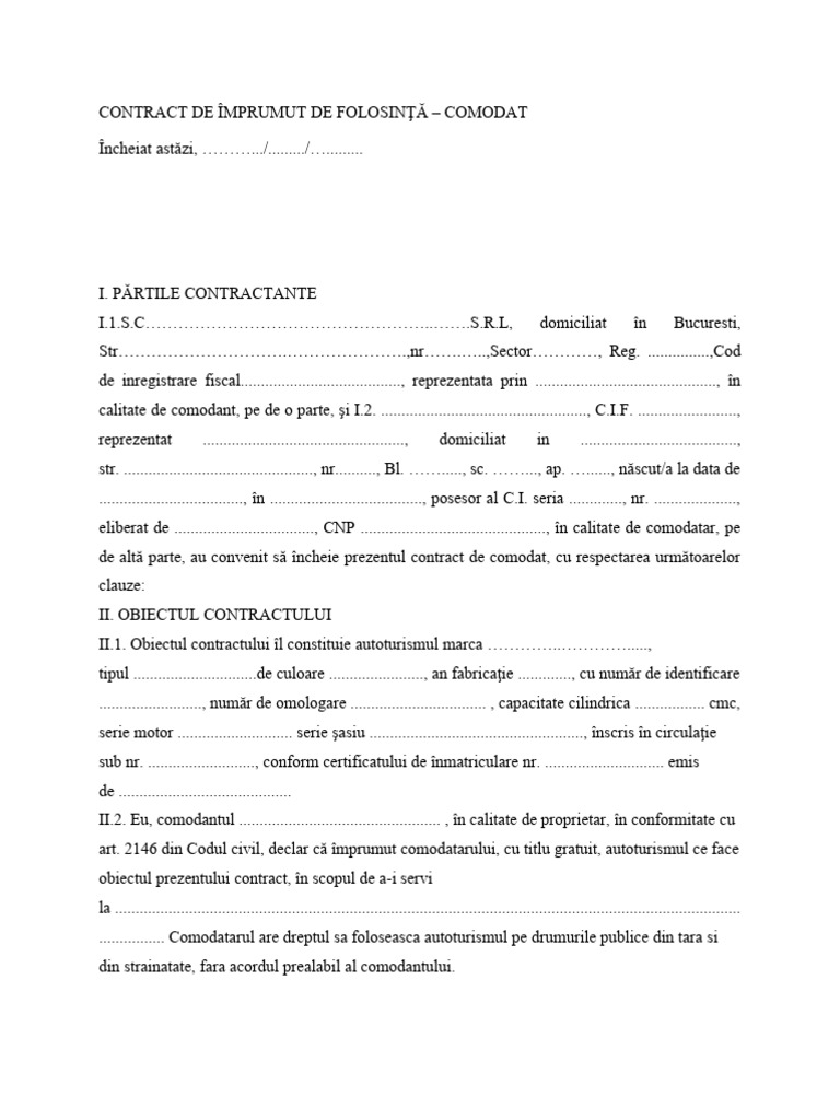 Contract Imprumut de Folosinta | PDF