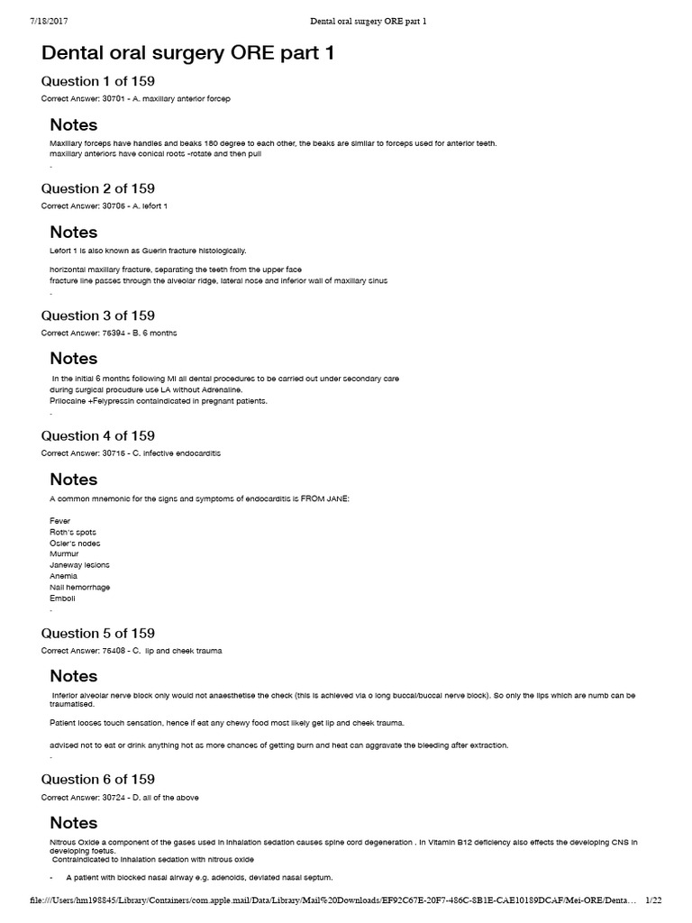 Dental Oral Surgery ORE Part 1-Answer | PDF