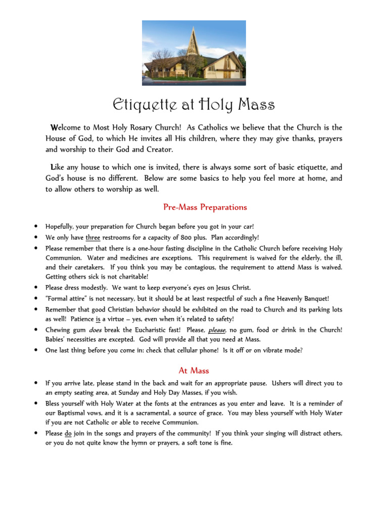 Etiquette | PDF | Eucharist | Mass (Liturgy)