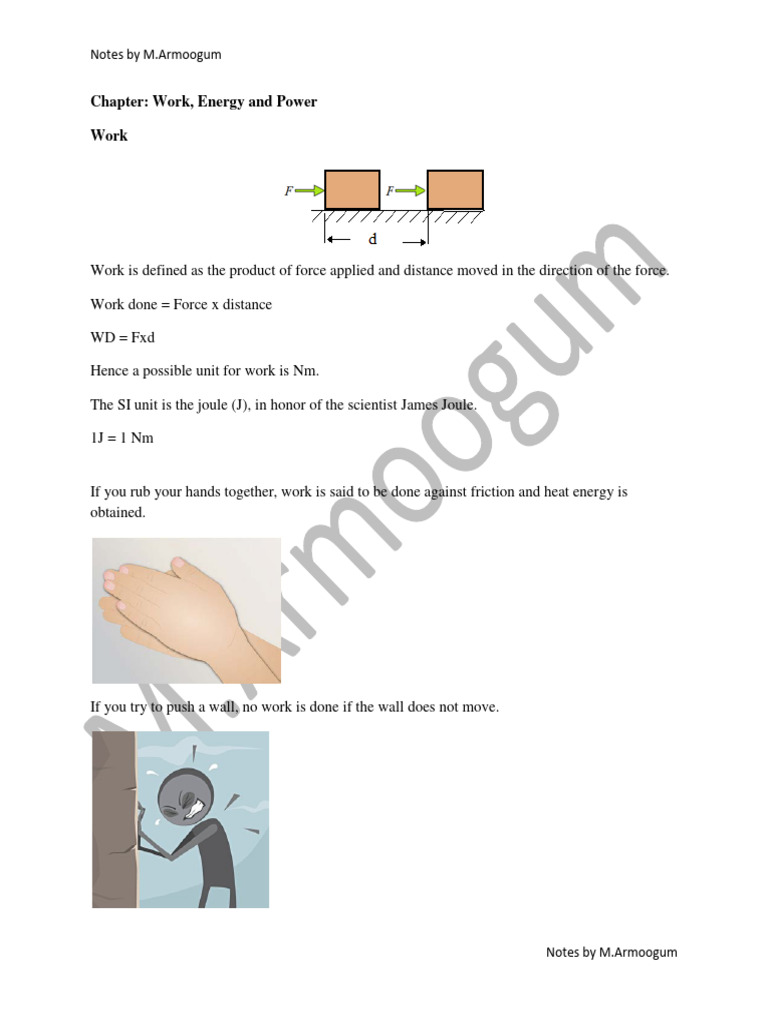 Work Energy Power 1 G10 2022 | PDF | Potential Energy | Force