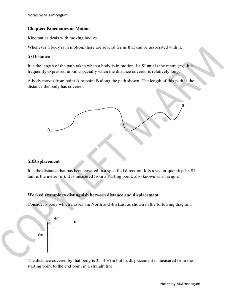 Kinematics 1 G10 | PDF | Velocity | Speed