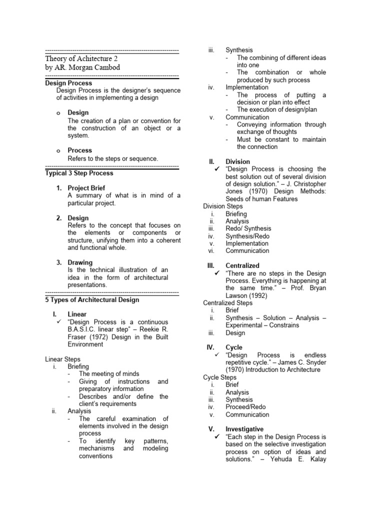 Theory of Achitecture 2 - Prelims Reviewer | PDF | Design | Information