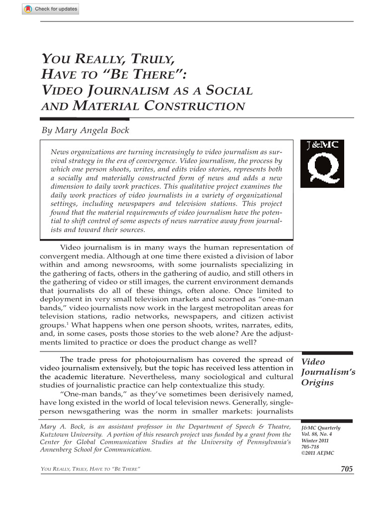 Video Journalism As A Social and Material Construction | PDF ...