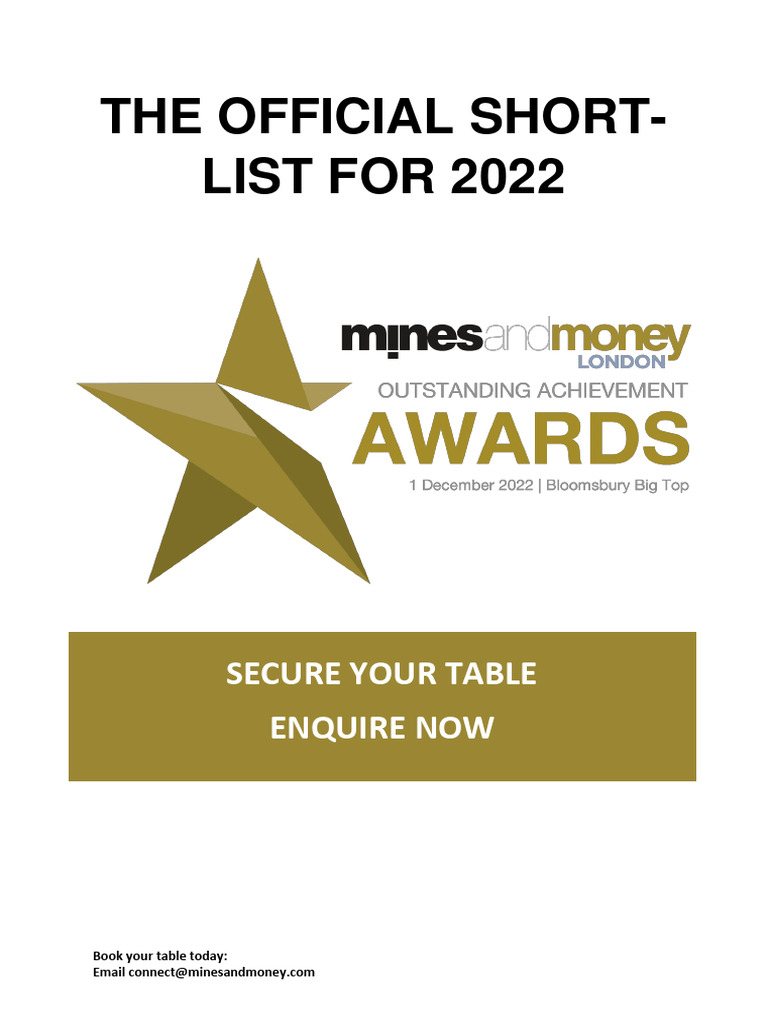 Mines and Money Awards ShortList | PDF | Mining | Materials