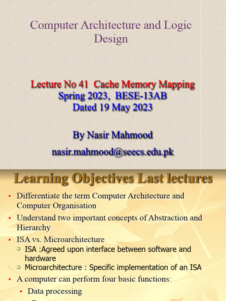 41 CALD Lec 41 Cache Direct Mapping Dated 19 May 2023 Lecture Slides ... 41 CALD Lec 41 Cache Direct Mapping Dated 19 May 2023 Lecture Slides ...