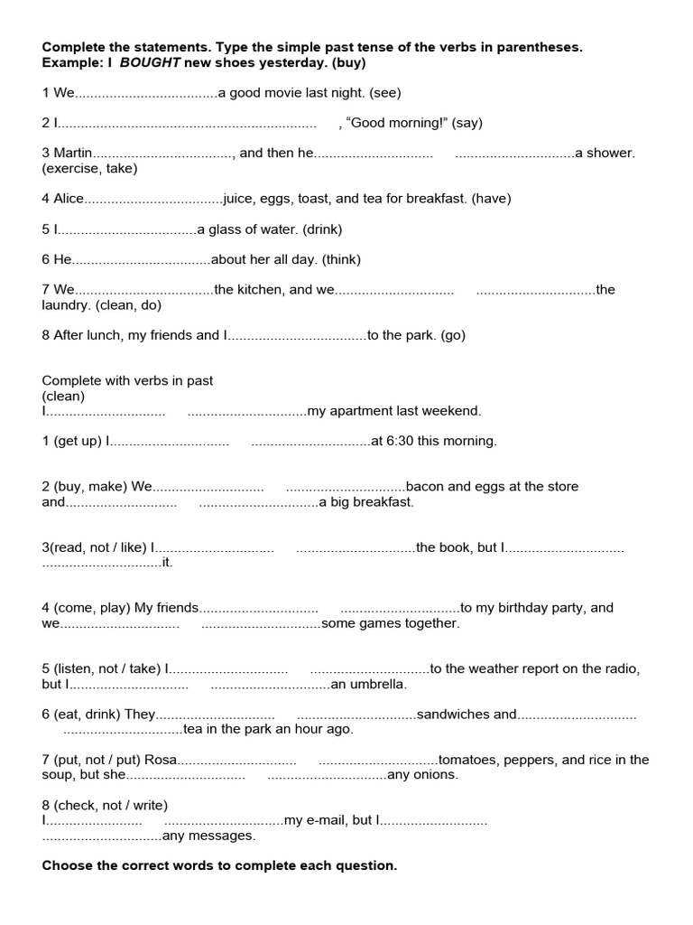 Past Simple Irreg And Reg Pdf Cooking Food And Drink