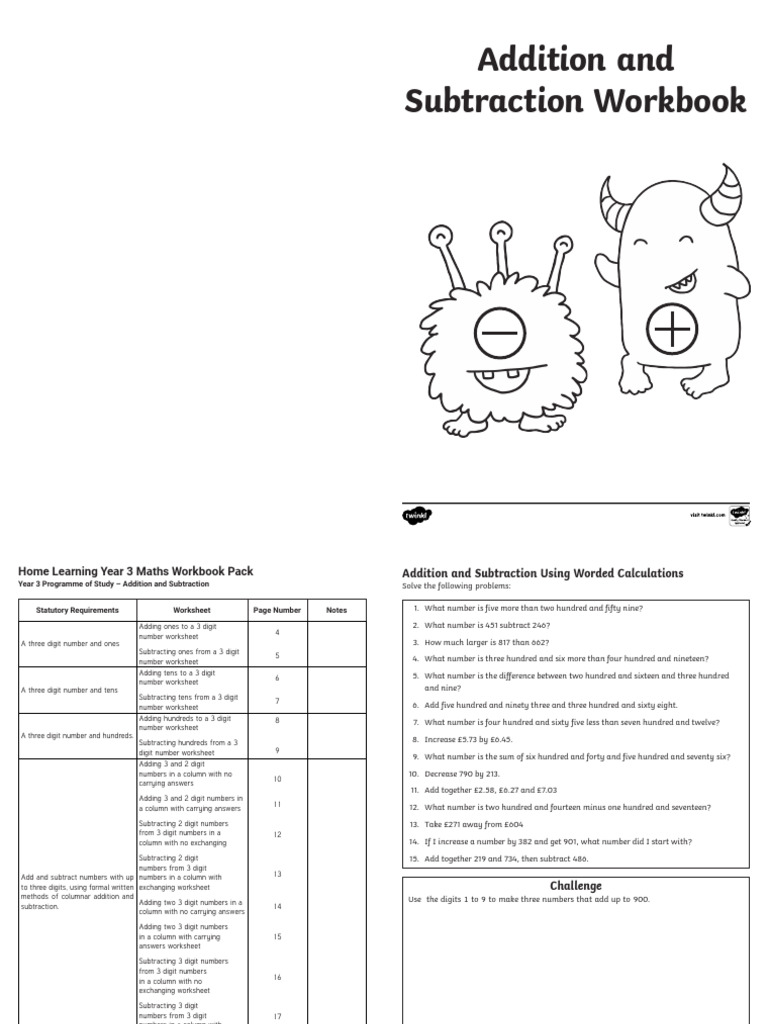 Addition and Subtraction | PDF | Subtraction | Worksheet