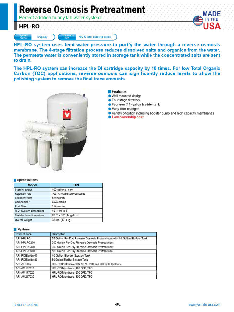 HPL RO Reverse Osmosis Pretreatment | PDF | Membrane | Water